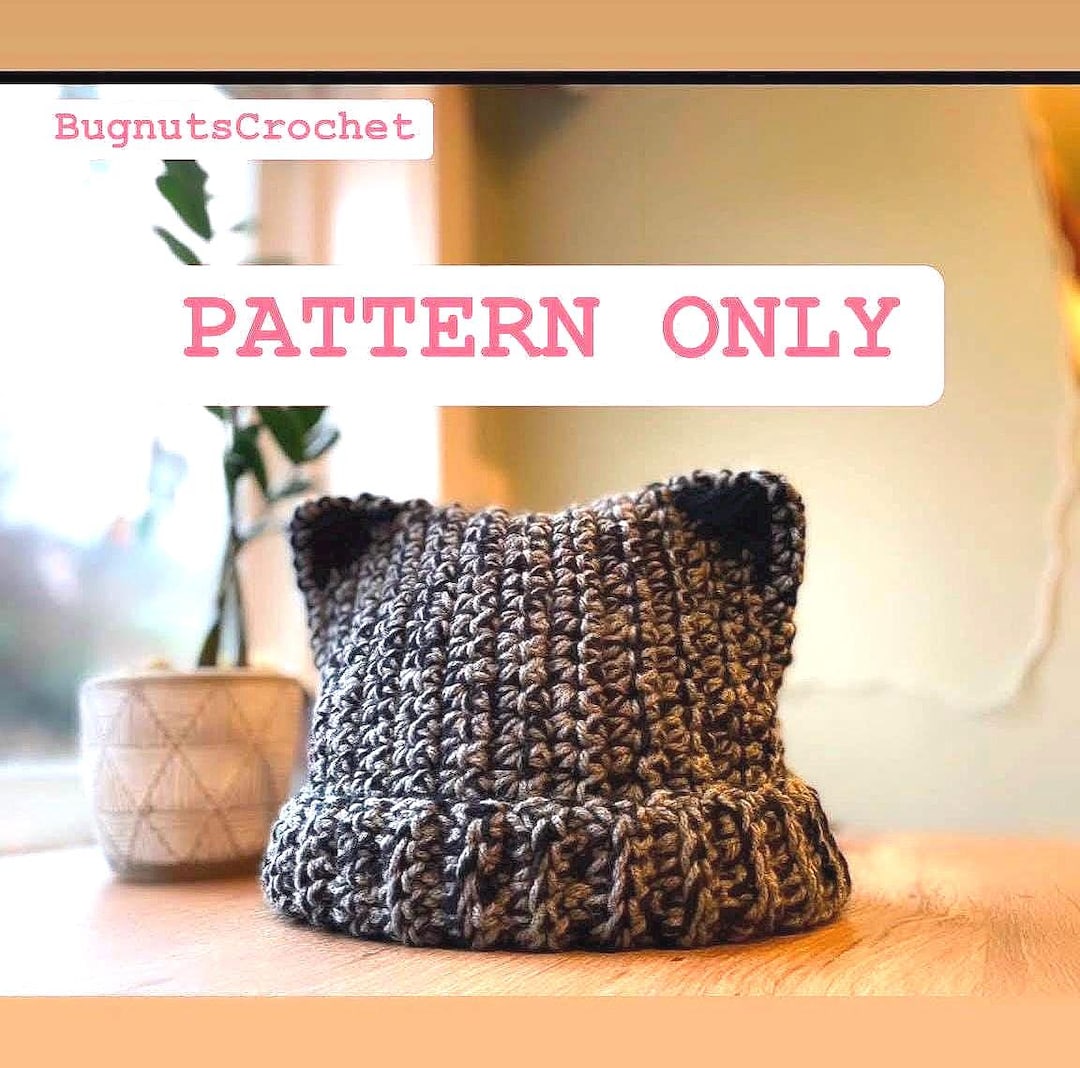 Crochet: Easy Cat-ear Beanie! (PDF Pattern) - Etsy