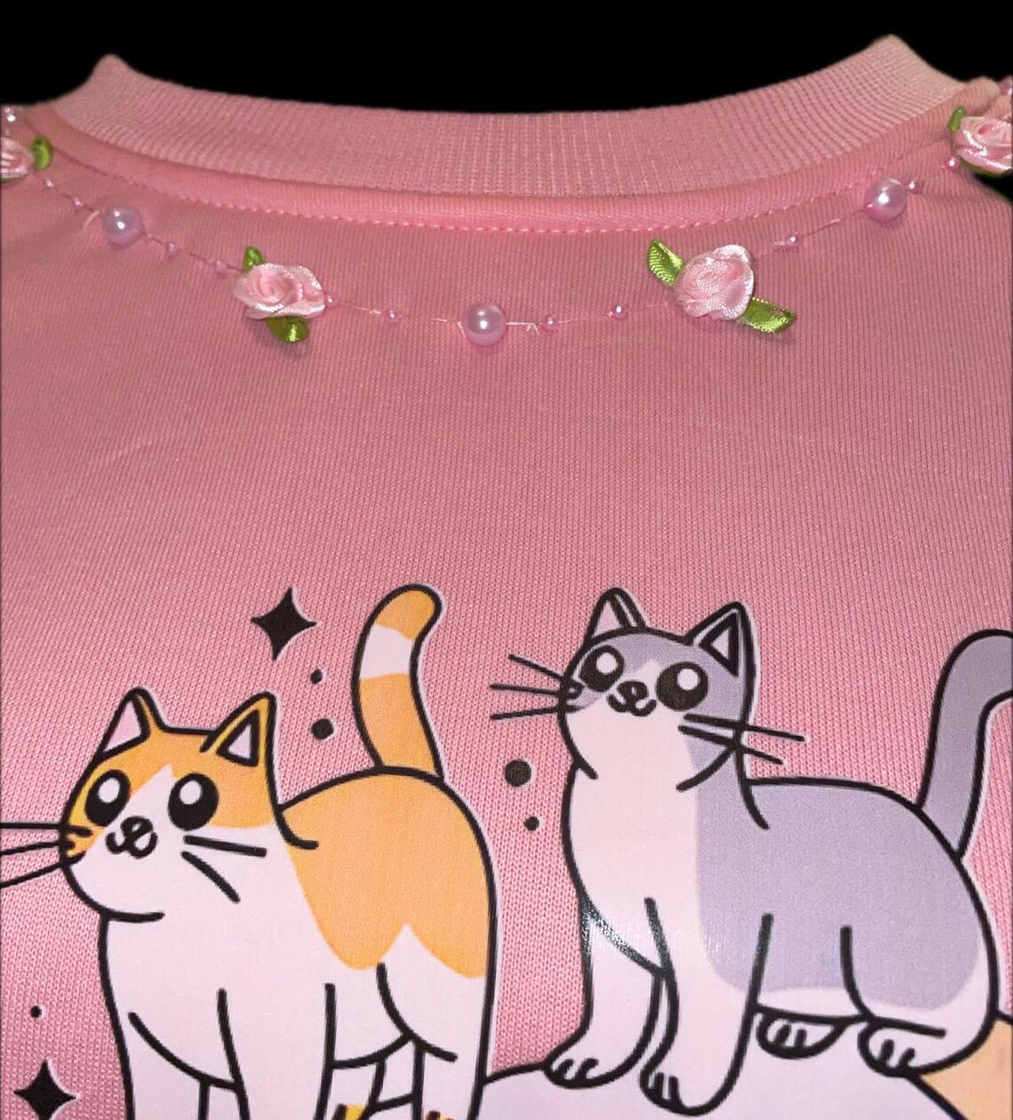 Cute Pink Crewneck Sweater : Serotonin Booster Cats With Rose / Pearl ...