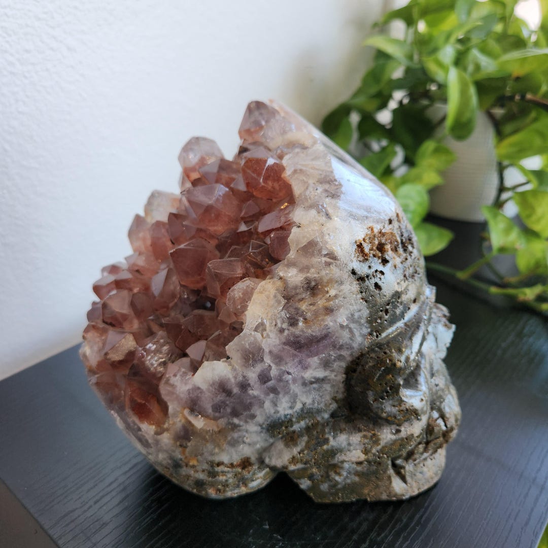 Red Capped Amethyst Skull - Etsy