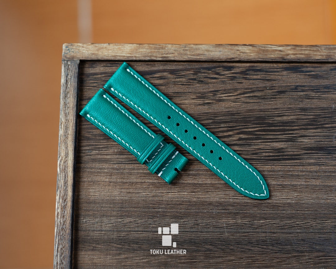 Alran Leather Straps - Made for Apple Watches - Color Green- Bespoke ...