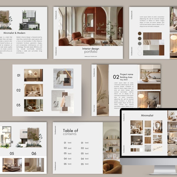 Interior Designer Portfolio Template Ebook Canvas Creative Lookbook ...