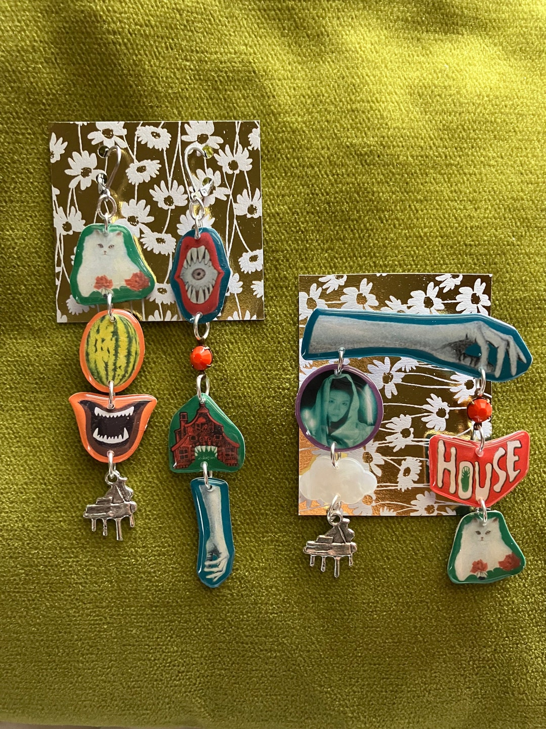 Hausu - Dangle Charm Earrings and Brooch ("heirloom Set") - Etsy