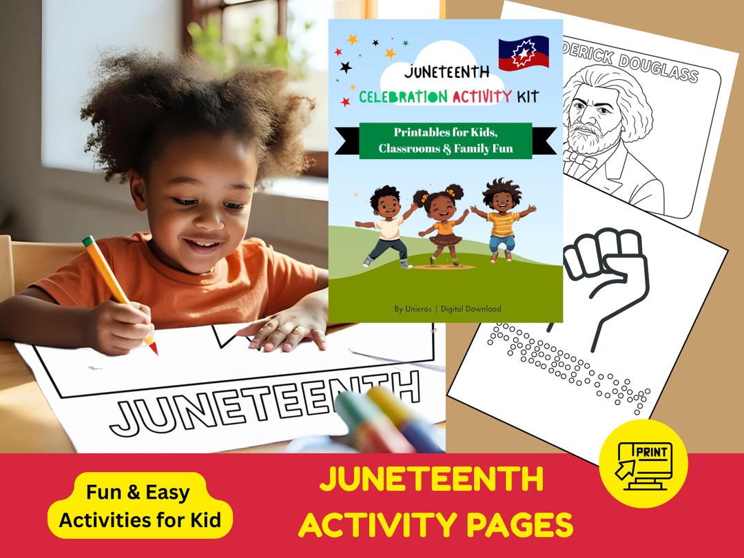 Juneteenth Activity Kit for Kids | Printable Coloring Pages, and Games ...