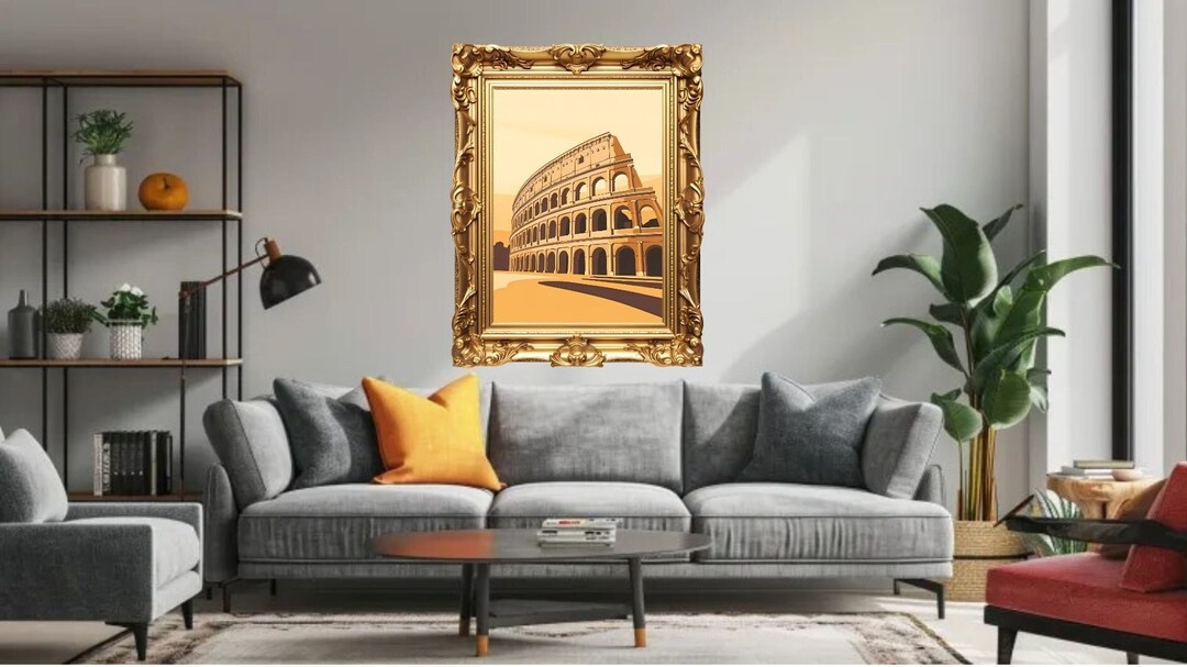 Set of 4 Minimalist Digital Art the Colosseum simple and Elegant ...
