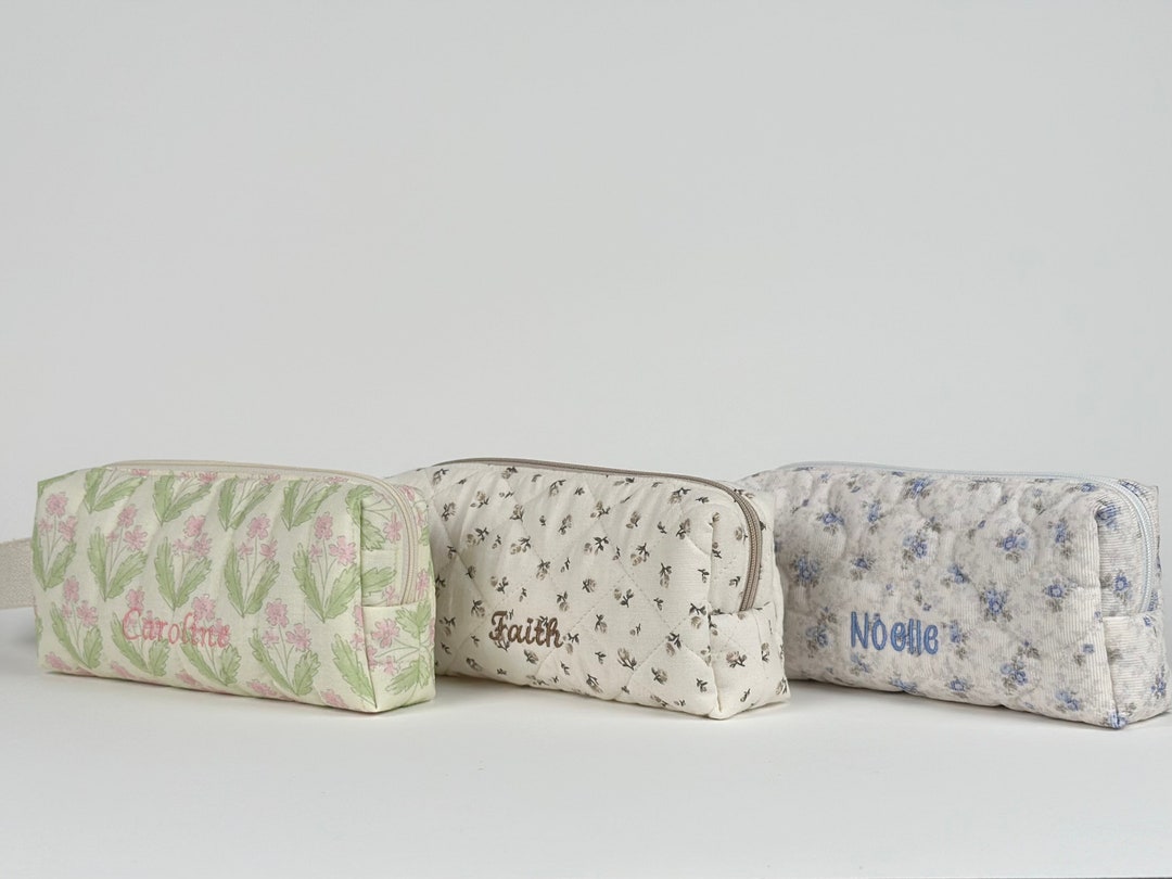 Personalized Pencil Pouch, Quilted Pencil Case, Personalized Makeup ...