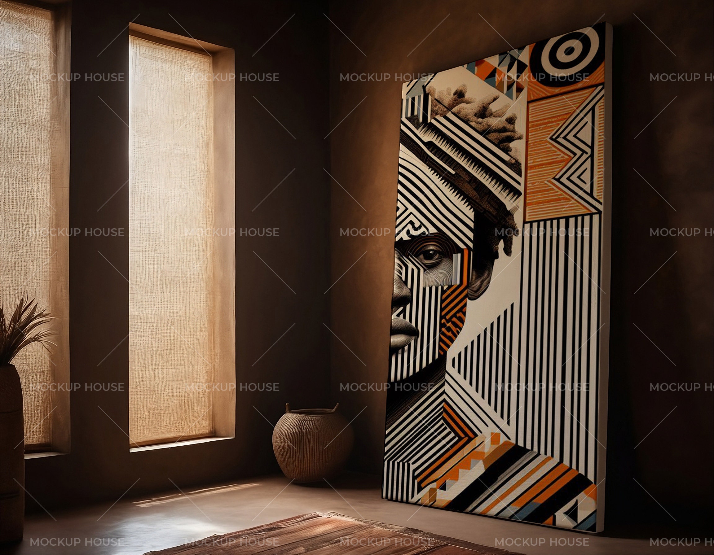 Blank Canvas African Interior Mockup, Side Angle, PSD, African Style ...