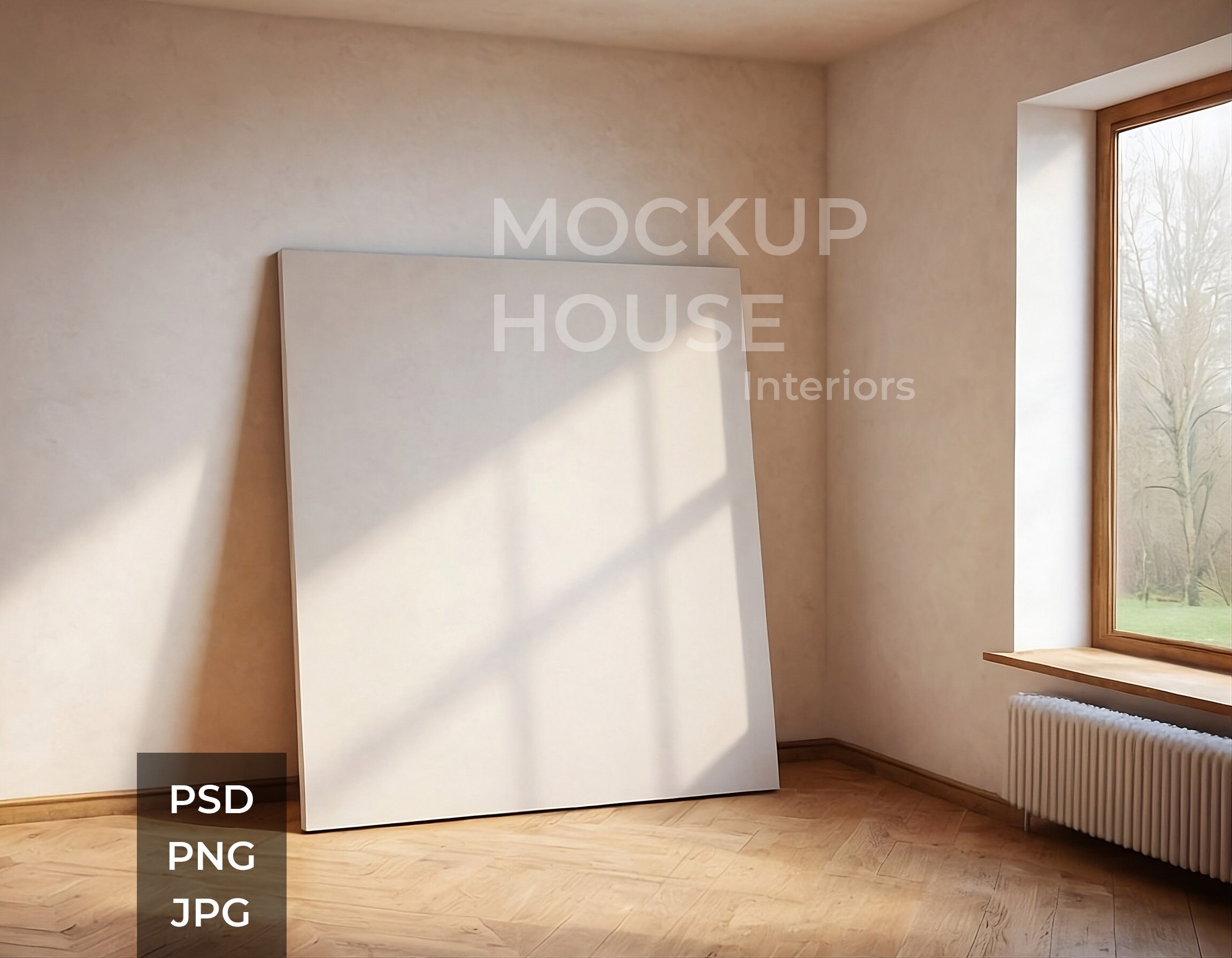 Large Square Blank Frame Interior Mockup, Country House, PSD, Print ...