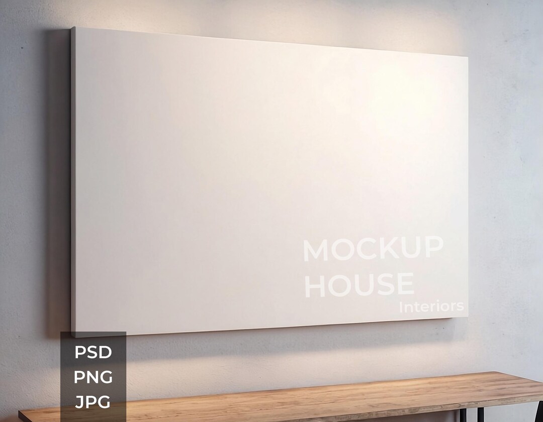 Very Large Blank Canvas Interior Mockup, Horizontal, PSD, Print Poster ...