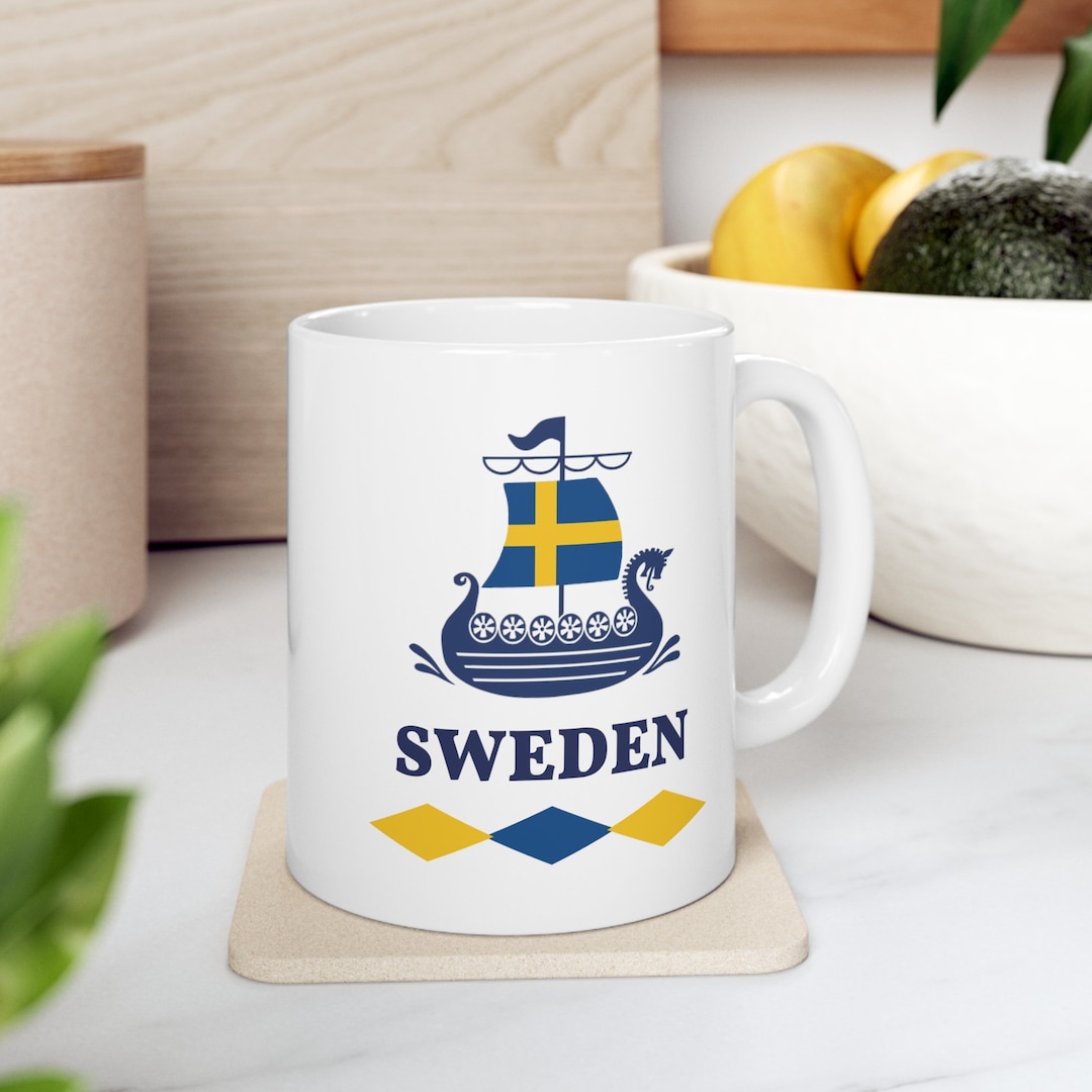 Sweden Mug, Swedish Flag Mug, Viking Ship Mug, Swedish Gifts, Swedish ...
