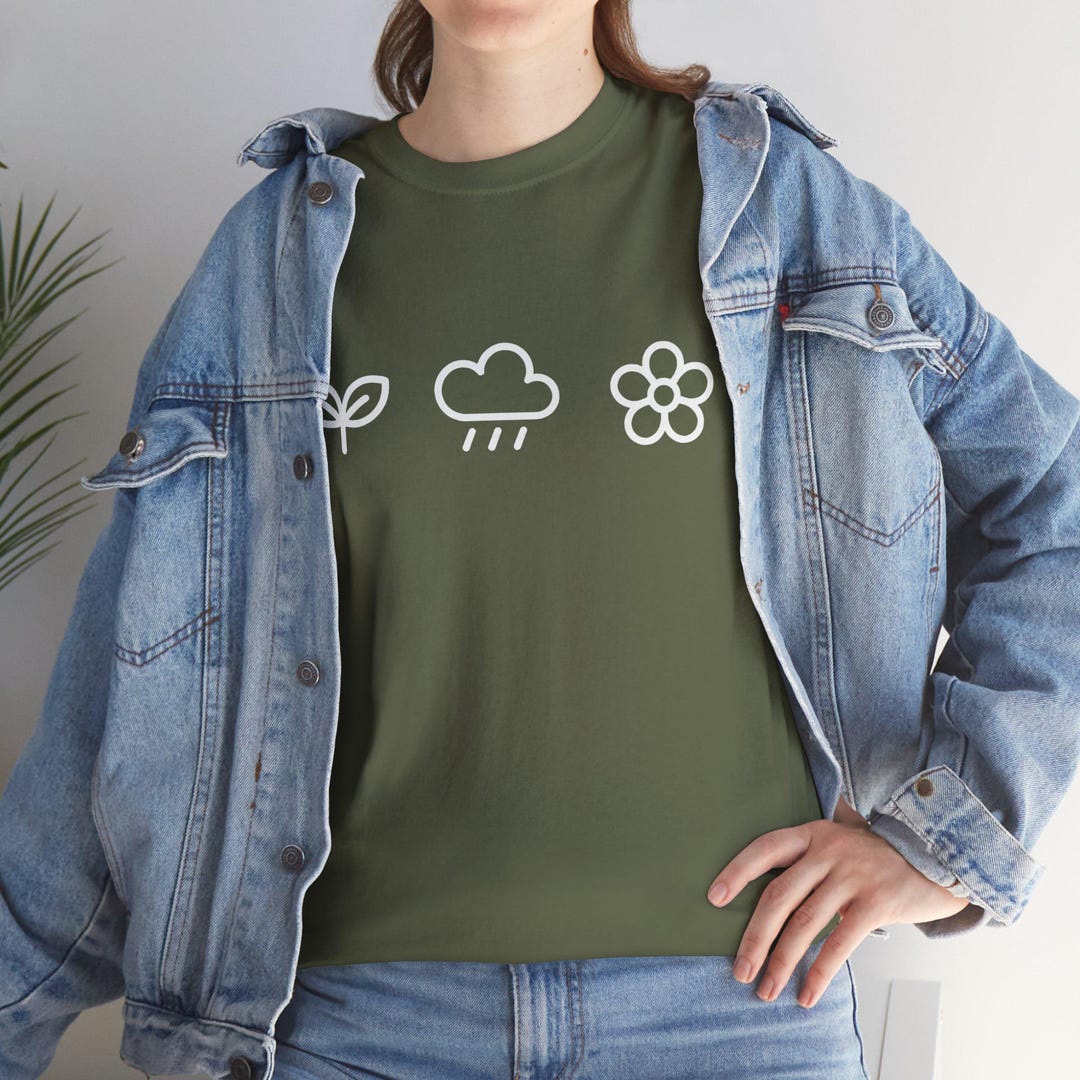 Minimalist ‘growth Story’ Pictogram Shirt – Sprout / Rain / Bloom ...