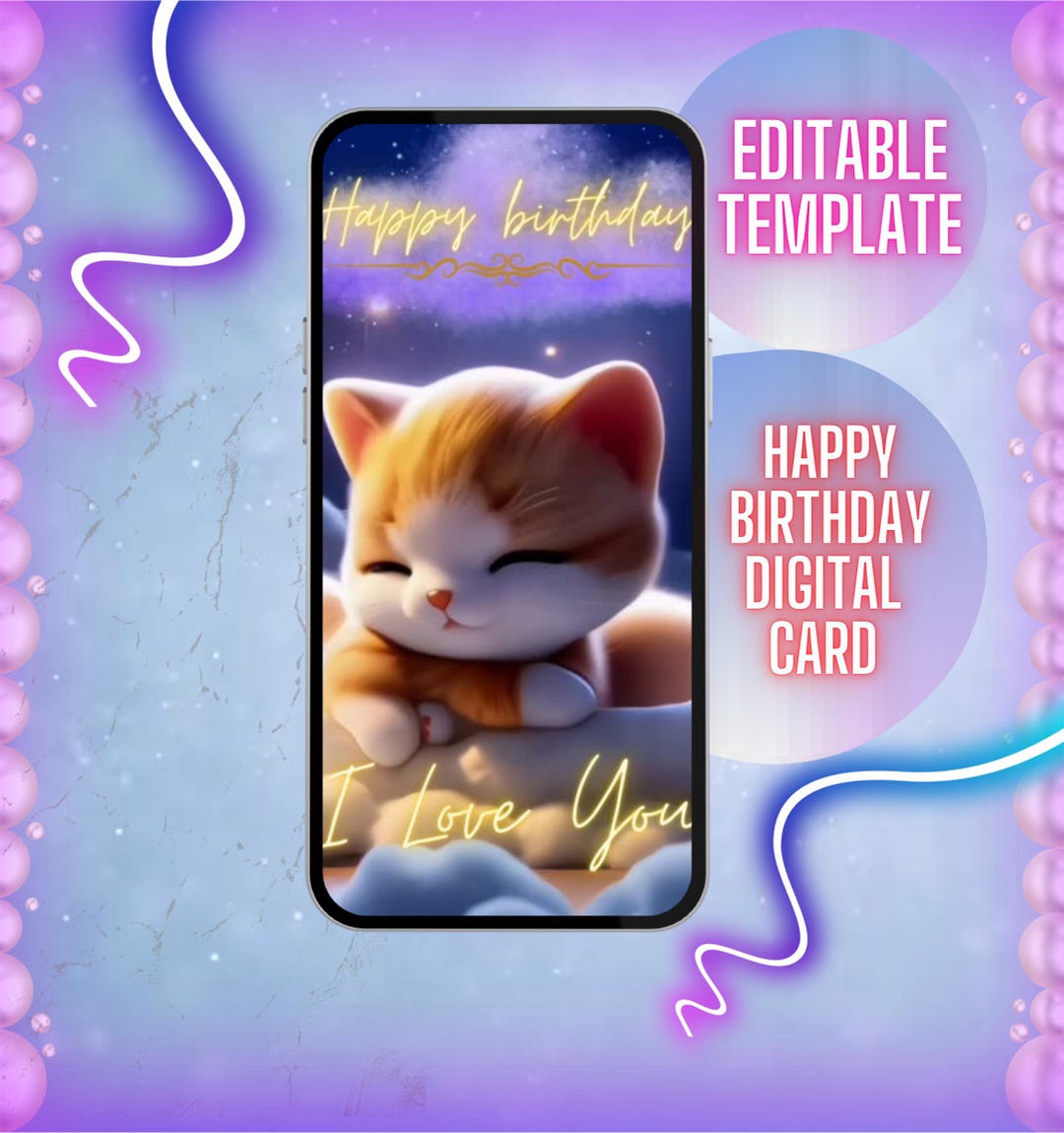 Digital Animated Birthday Card, Digital Happy Birthday Card, Electronic ...