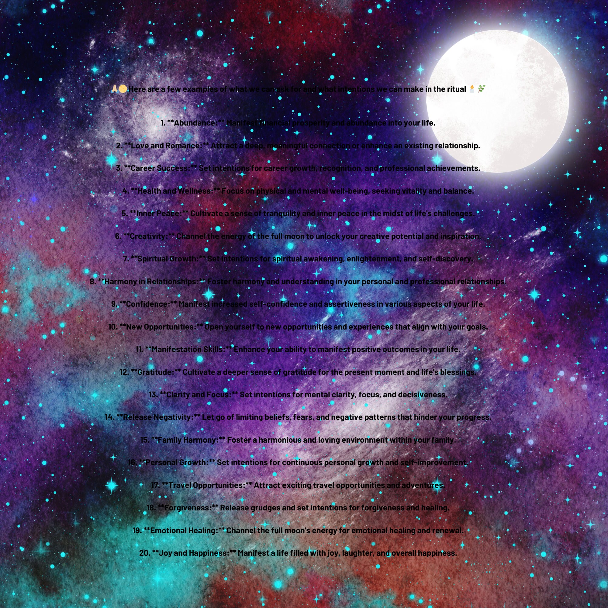 Full Moon Ritual manifestations and Intentions Ignite Your Desires ...