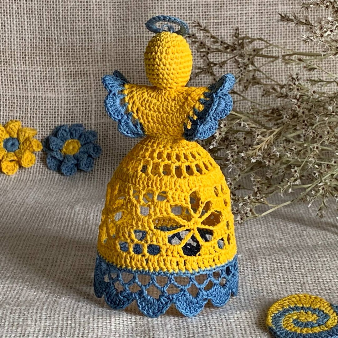 Handmade Crocheted Angel Colors Ukrainian Flag, Swedish Flag, Yellow ...