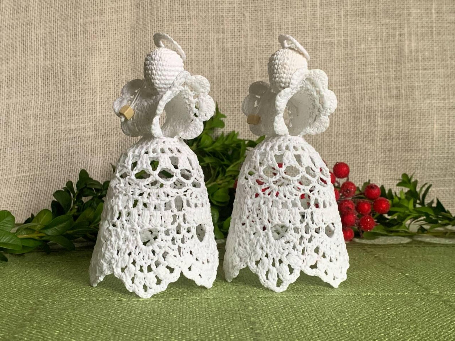 White Angel Tree Topper, Crochet Cristmas Angel Doll, Lace Ornaments ...