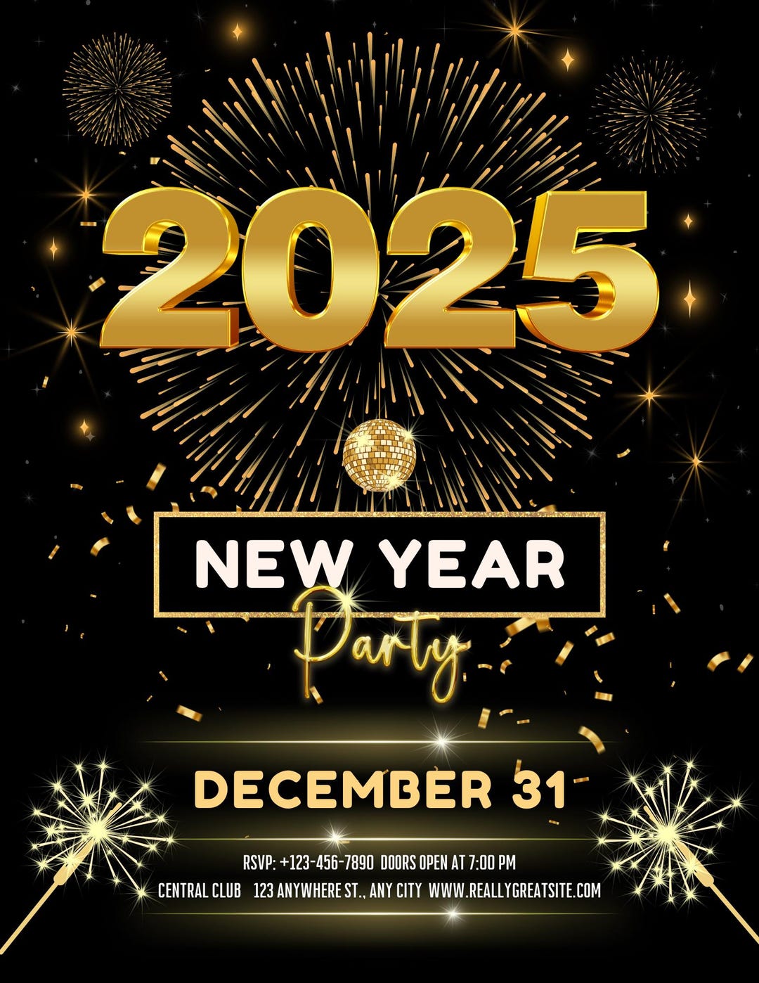 New Year’s Party Ticket Templates – Fully Editable With Canva! - Etsy