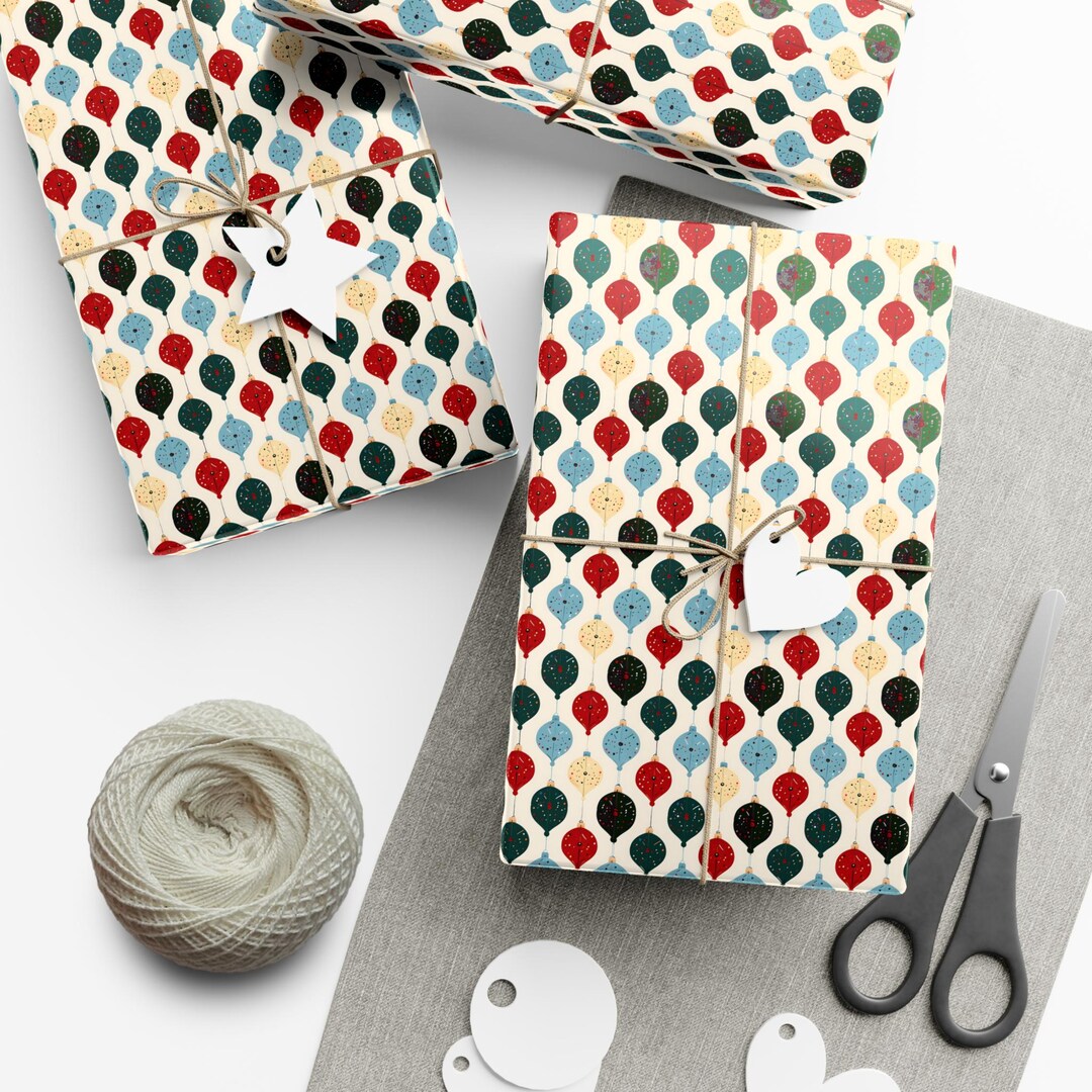 Bright Colored Ornament Christmas Wrapping Paper-gift Wrap Papers - Etsy