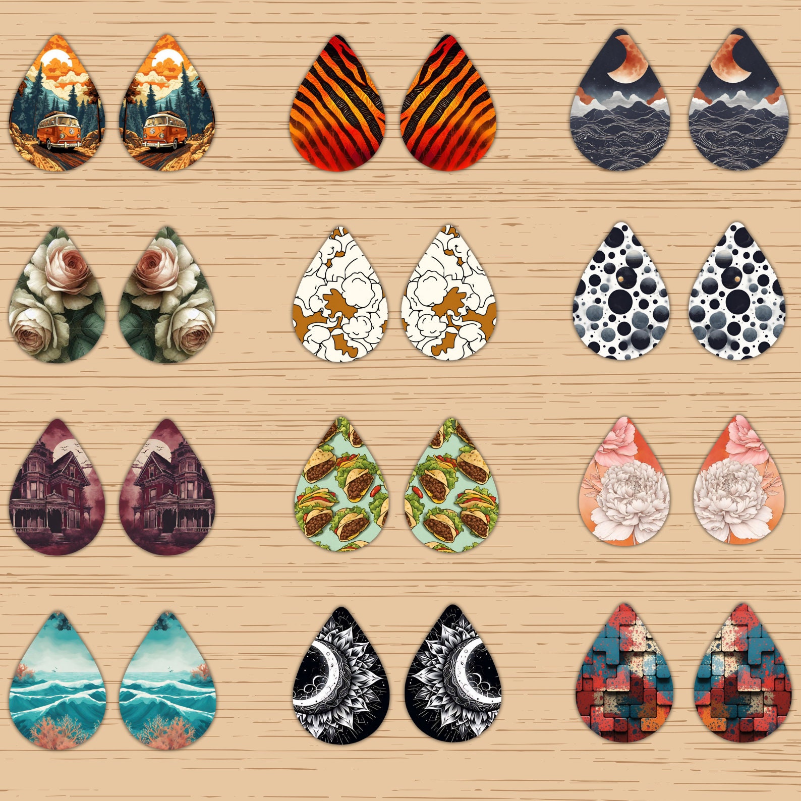 100+ Teardrop Earring Sublimation Design Bundle | Custom Earring Blanks ...