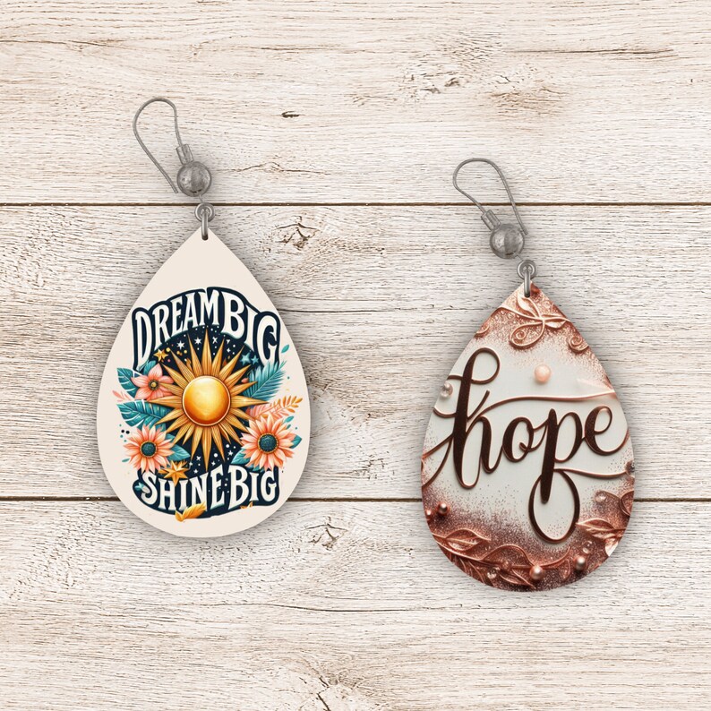 80 Positive Affirmation Teardrop Designs, Sublimation Teardrop Earring ...