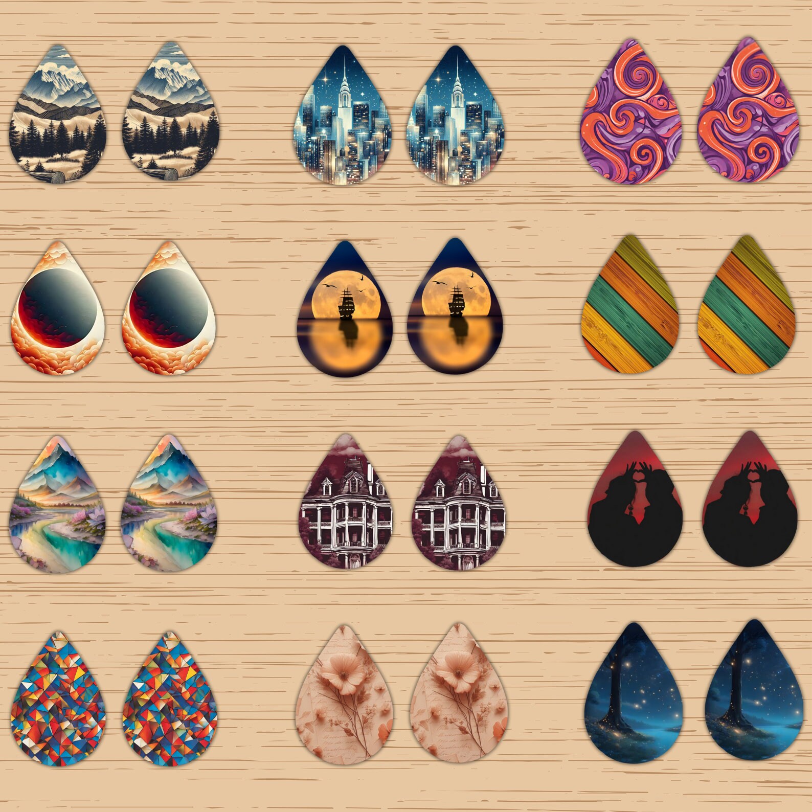 100+ Teardrop Earring Sublimation Design Bundle | Custom Earring Blanks ...