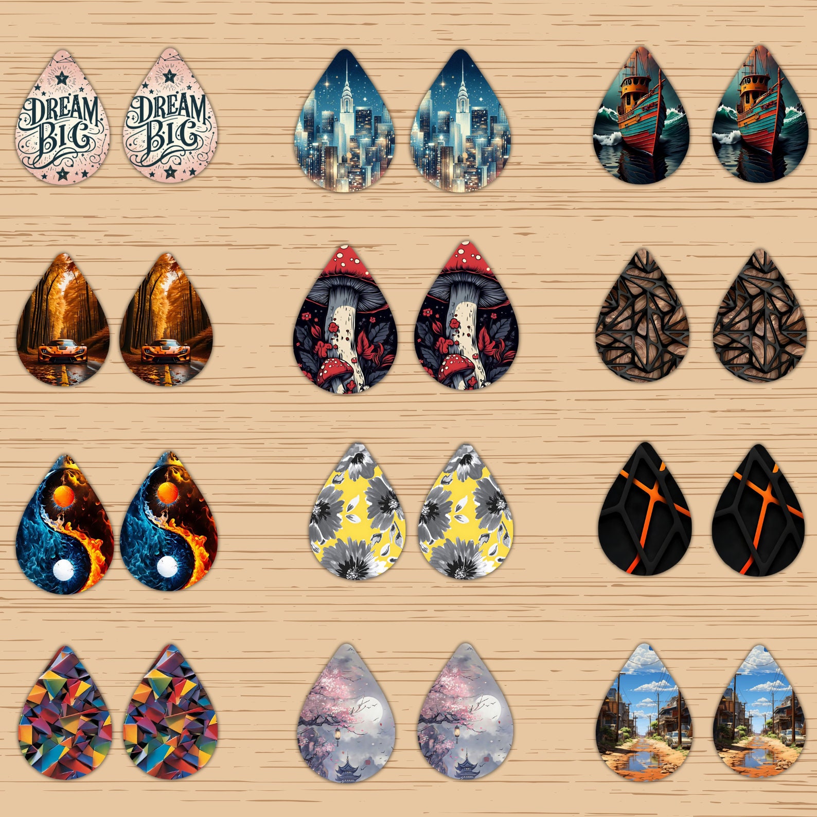 100+ Teardrop Earring Sublimation Design Bundle | Custom Earring Blanks ...