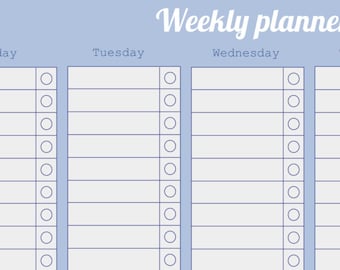 Printable Weekly Planner Blue - Etsy