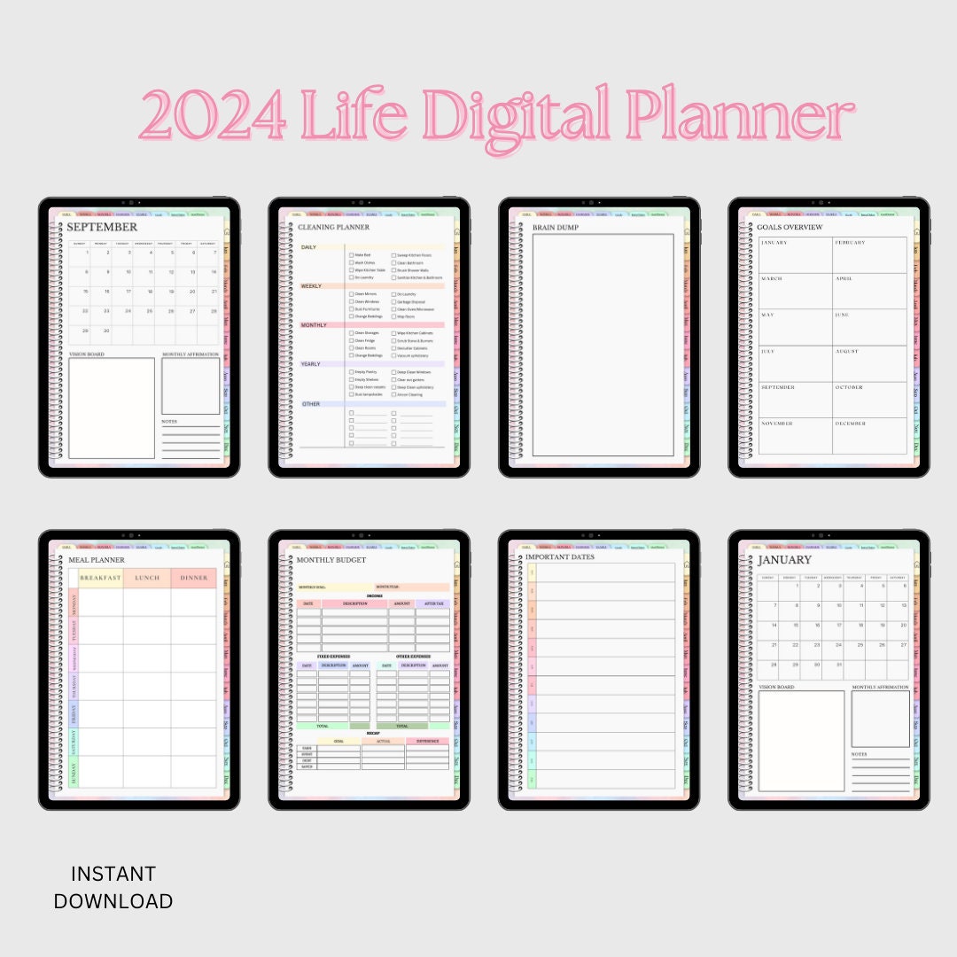 2024 Digital Planner, That Girl Planner, Daily, Monthly, Weekly ...