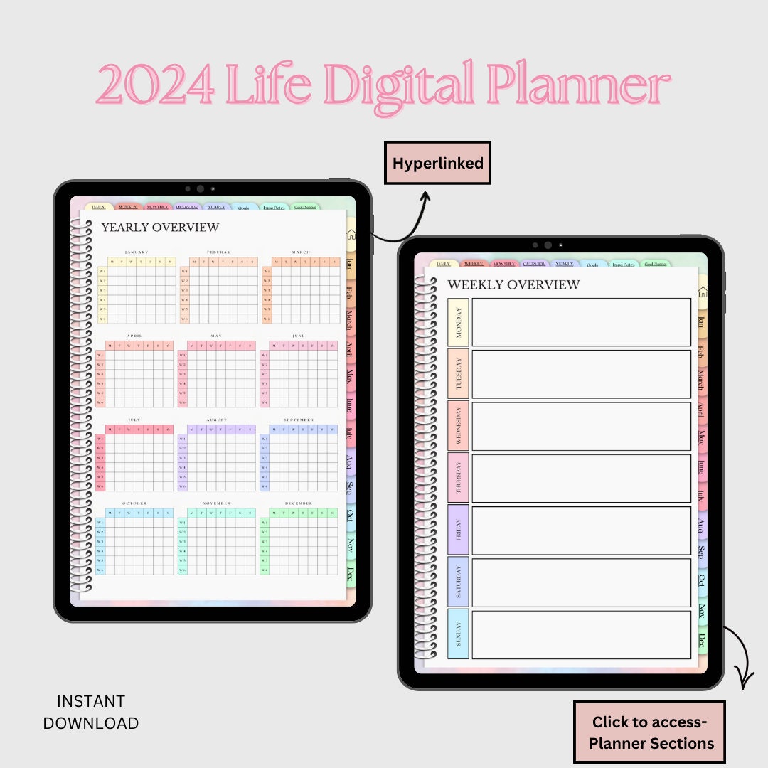 2024 Digital Planner, That Girl Planner, Daily, Monthly, Weekly ...