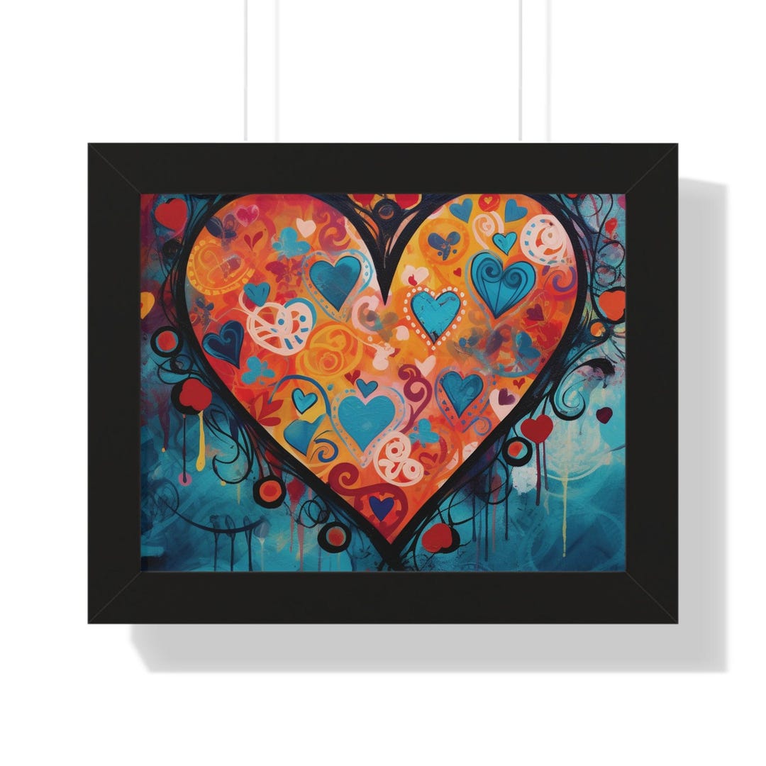 Framed 11x14 Abstract Heart Pattern Poster - Multi Heart Design - Etsy