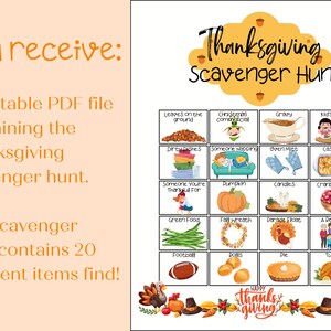 Thanksgiving Scavenger Hunt for Kids, Thanksgiving Printable, Indoor ...