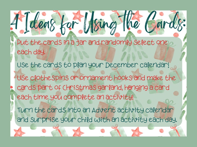 32 Printable Christmas Activity Cards, Christmas Bucket List for Kids ...