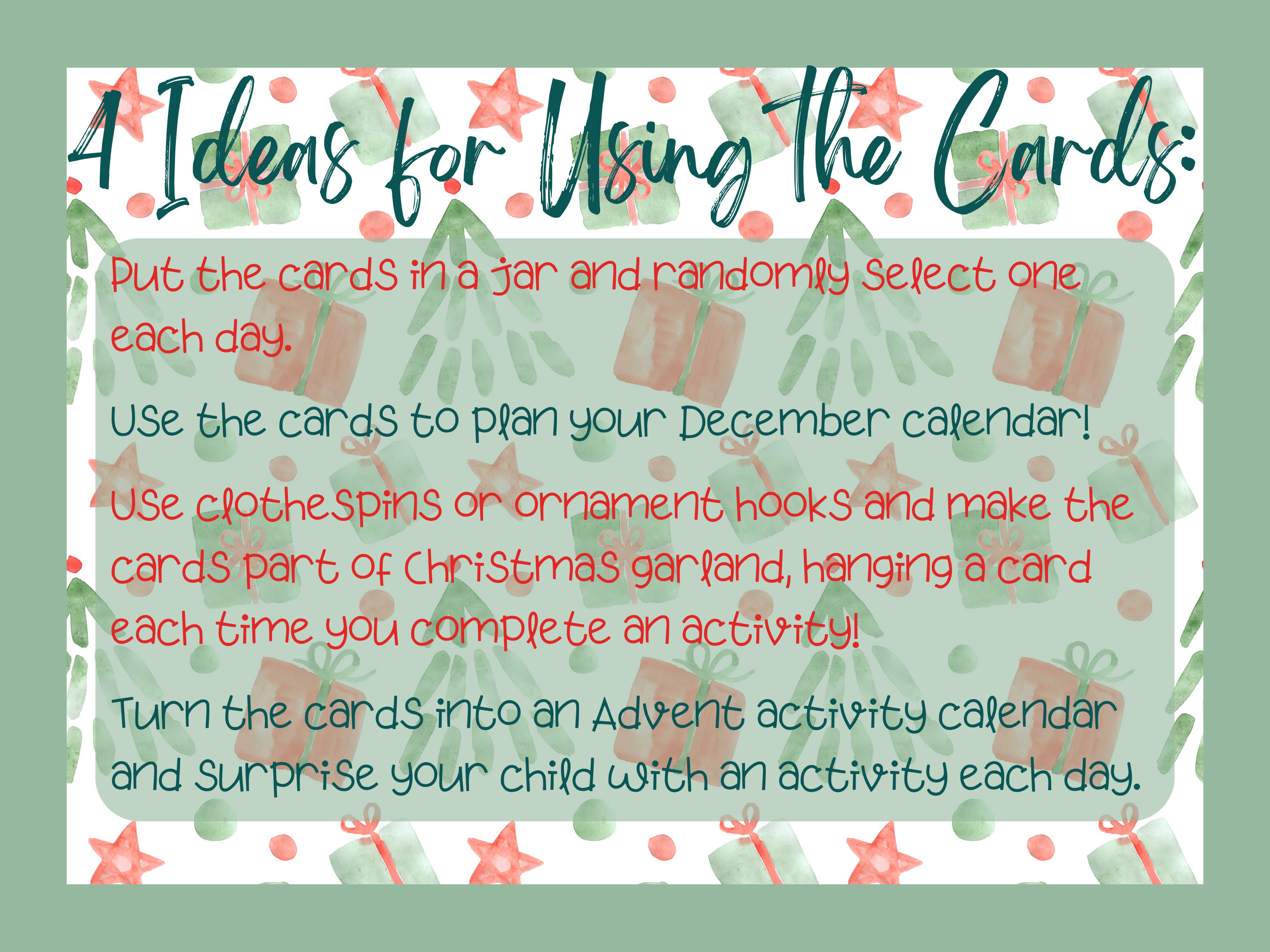 32 Printable Christmas Activity Cards, Christmas Bucket List for Kids ...