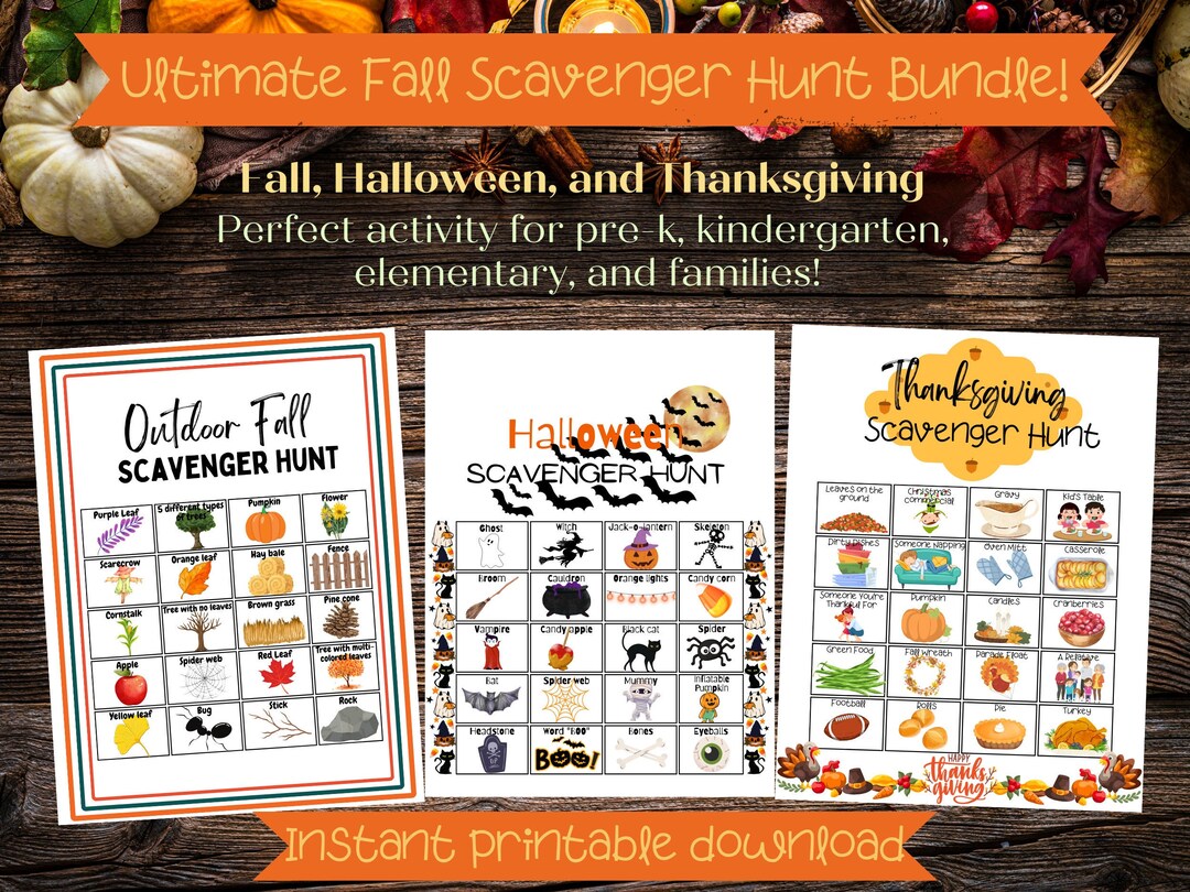 Scavenger Hunt for Kids, Activity Bundle, Printables for Kids, Fall ...