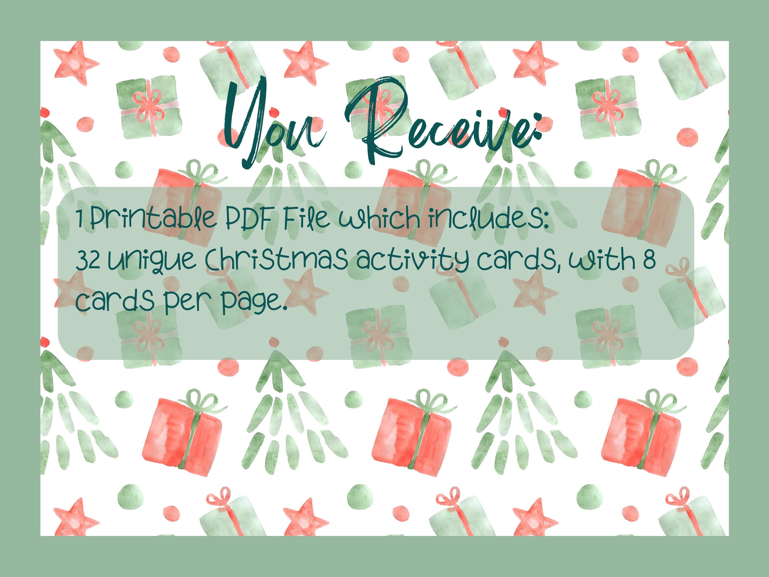 32 Printable Christmas Activity Cards, Christmas Bucket List for Kids ...