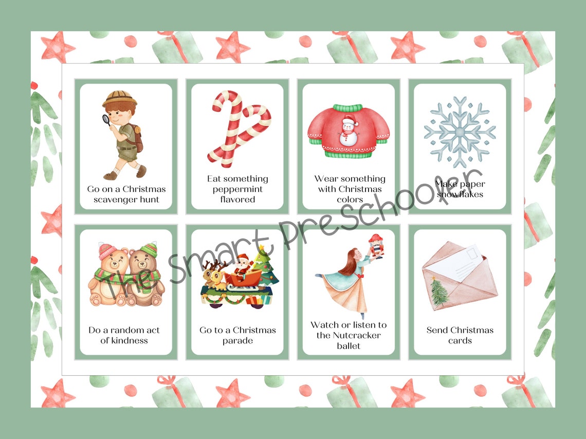 32 Printable Christmas Activity Cards, Christmas Bucket List for Kids ...