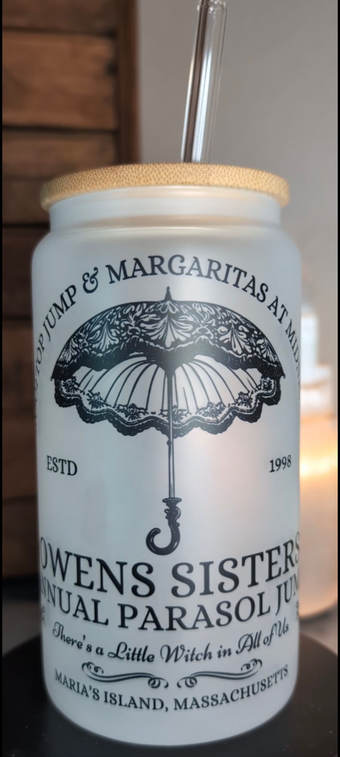 Midnight Margaritas - Owens Sisters - Annual Parasol Jump - Custom Glass Cup - Practical Magic ...