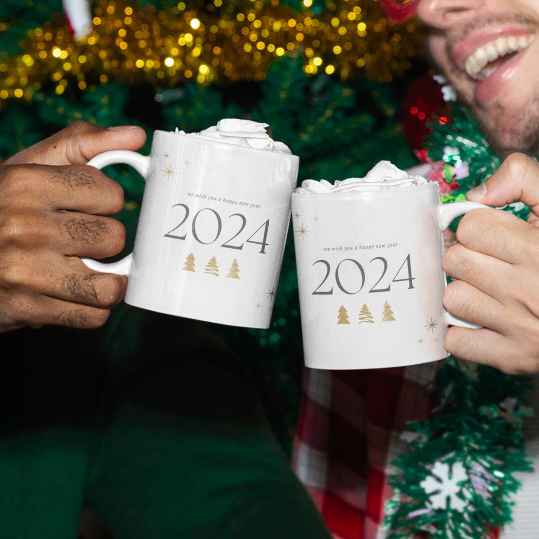 Happy New Year Mug, Simple New Year Design Mug, Happy New Year 2024 ...