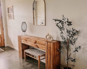 Beam Console Table - Rustic - Weathered - Reclaimed - Modern – Dovetail ...