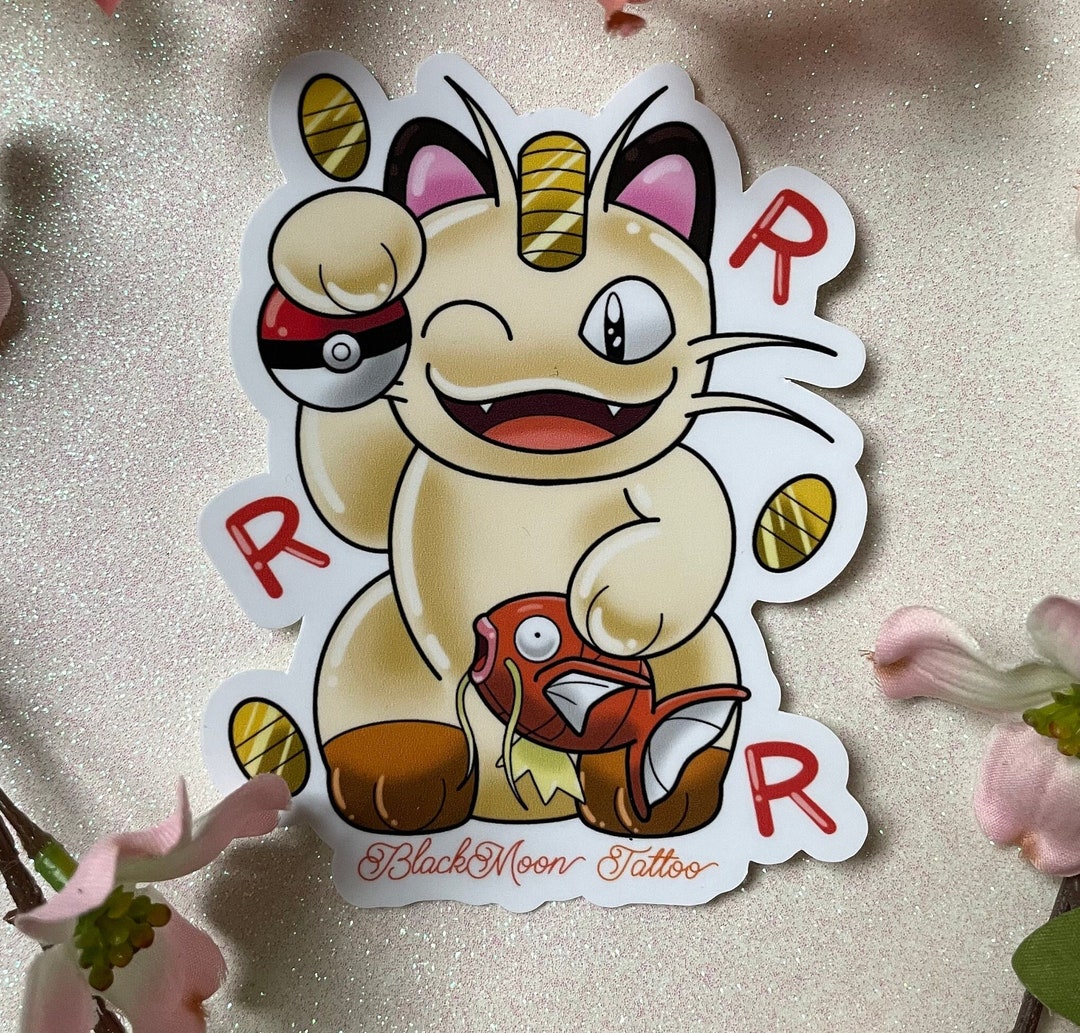 Pokemon Meowth Luckycat Sticker - Etsy