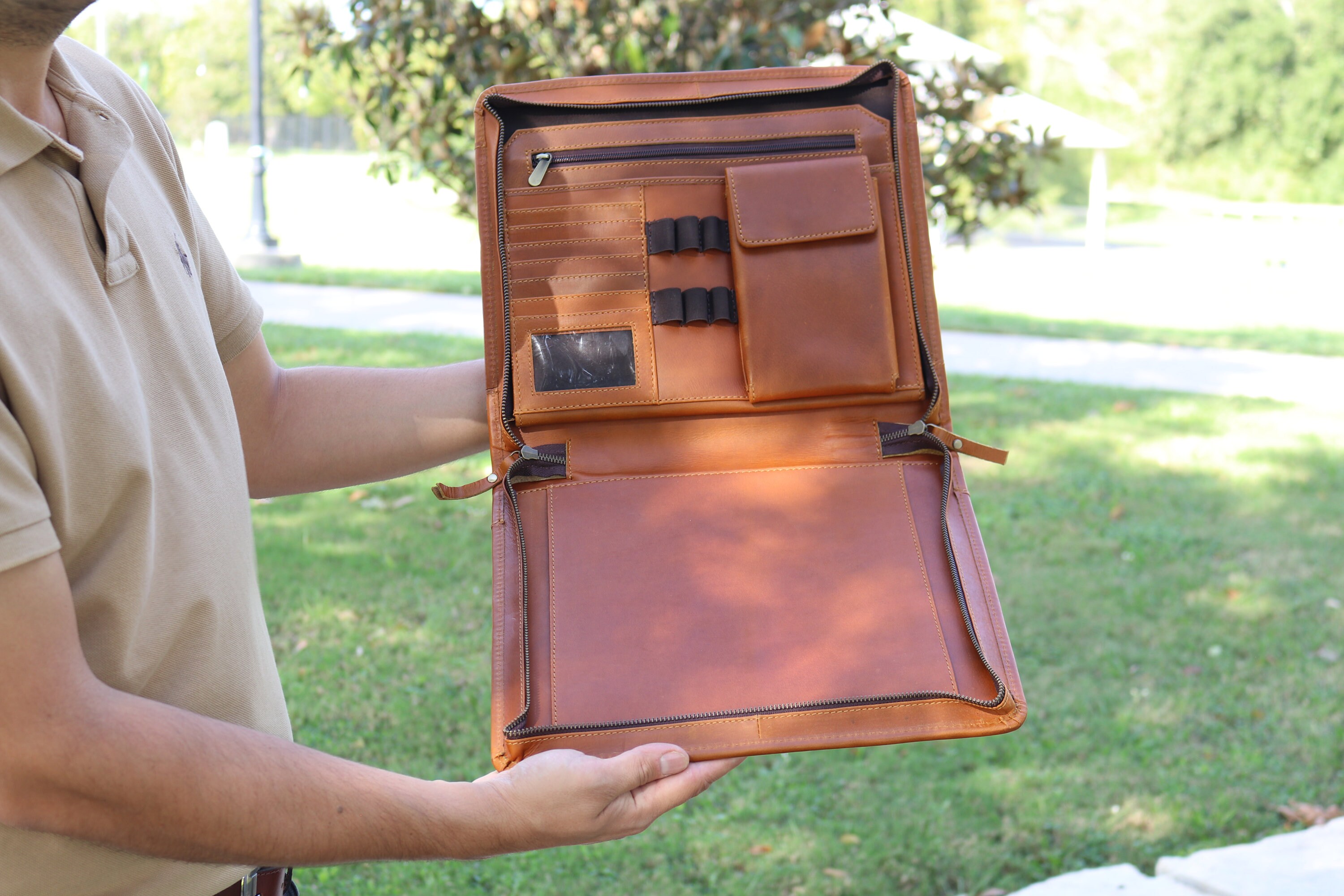 Leather Padfolio Organizer, Personalized Portfolio Leather Padfolio ...