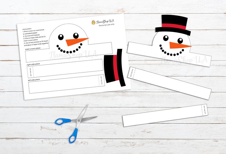 Snowman Paper Crown Hat Christmas Winter Holiday Party Coloring ...