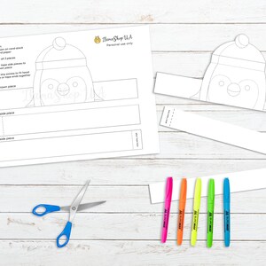 Penguin Paper Crown Party Coloring Paper Hat Printable Kids Craft Cute ...