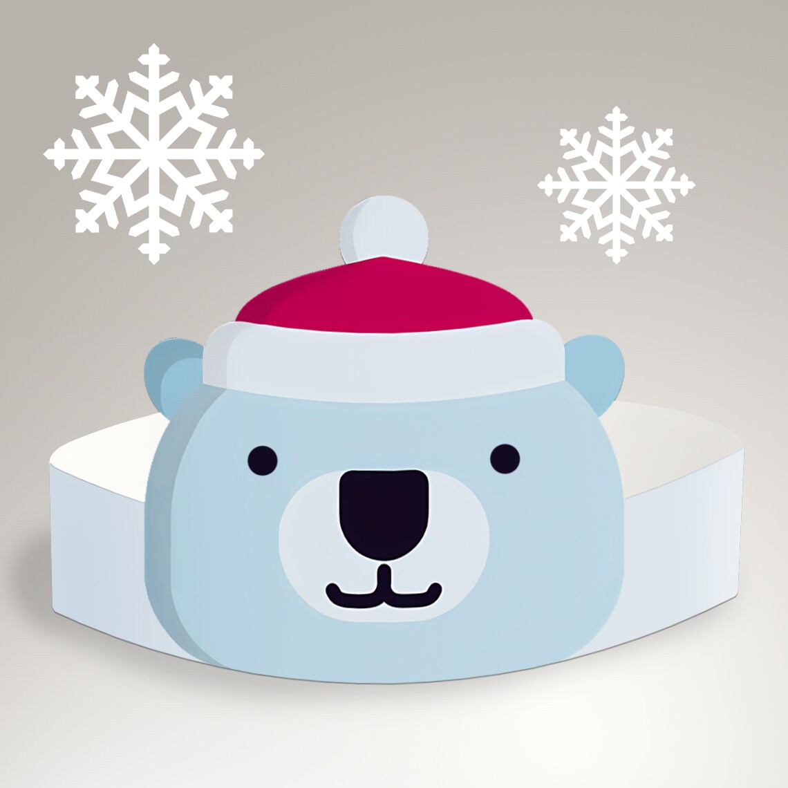 Polar Bear Paper Crown Party Coloring Paper Hat Printable Kids Craft ...