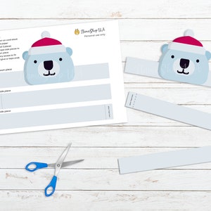 Polar Bear Paper Crown Party Coloring Paper Hat Printable Kids Craft ...