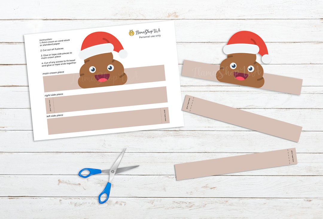 Christmas Poop Crown Party Crowns Christmas Joke Coloring Paper Hat ...