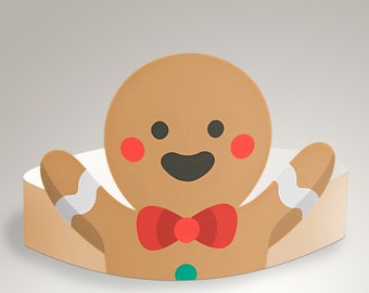 Gingerbread Man Paper Crown Hat Christmas Winter Holiday Party Coloring ...