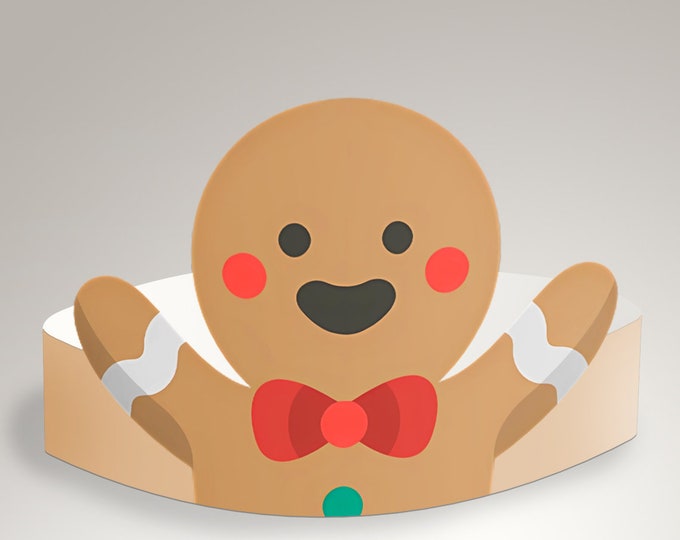 Gingerbread Man Paper Crown Hat Christmas Winter Holiday Party Coloring ...