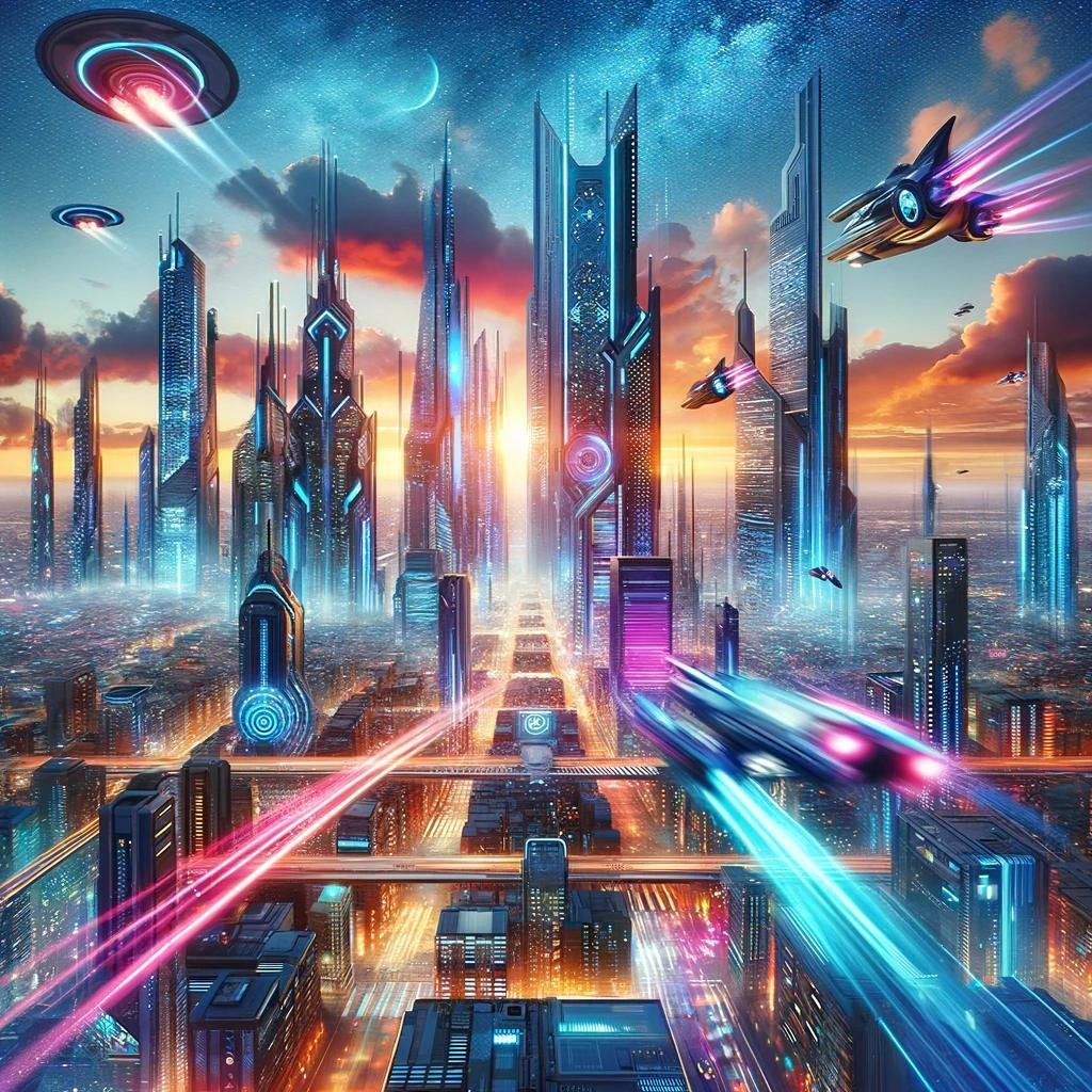 Futuristic Cityscape Digital Art - Sci-fi Urban Landscape, High ...