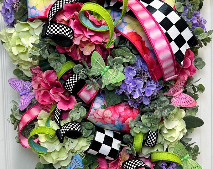 XL Whimsical Hydrangea Swag! Spring Wreath/swag. Vibrant Summer Wreath ...