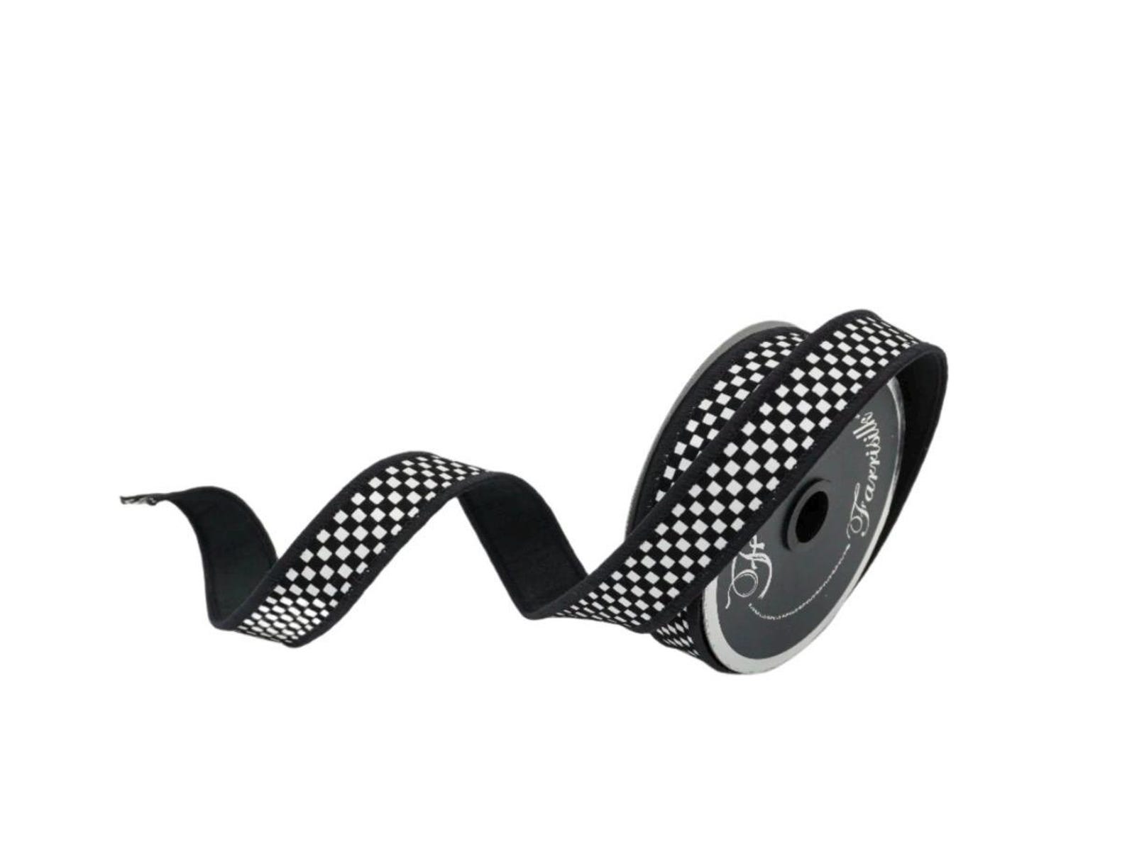 Black and White Checkered Wired Ribbon Farrisilk Ribbon 1”X 10 YD - Etsy