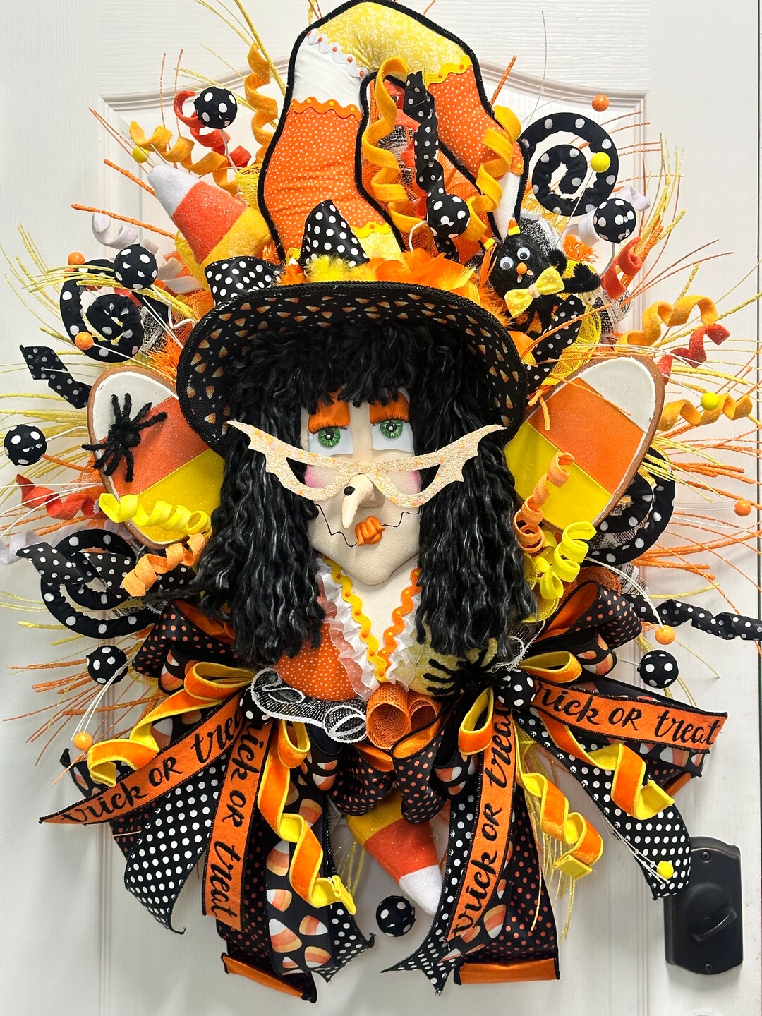 XXL Halloween Candy Corn Witch Wreath, Candy Corn Wreath, Candy Corn Witch Halloween Wreath ...